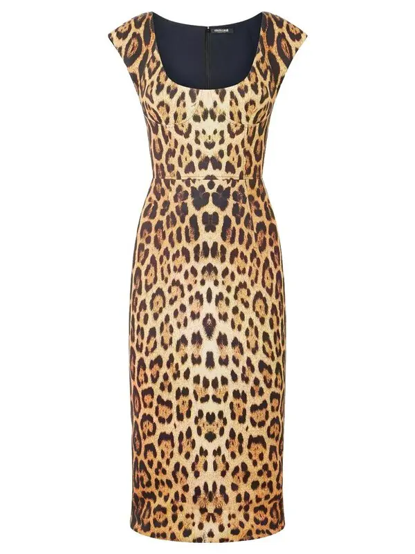 Roberto Cavalli Jaguar-print Sleeveless Dress - Brown
