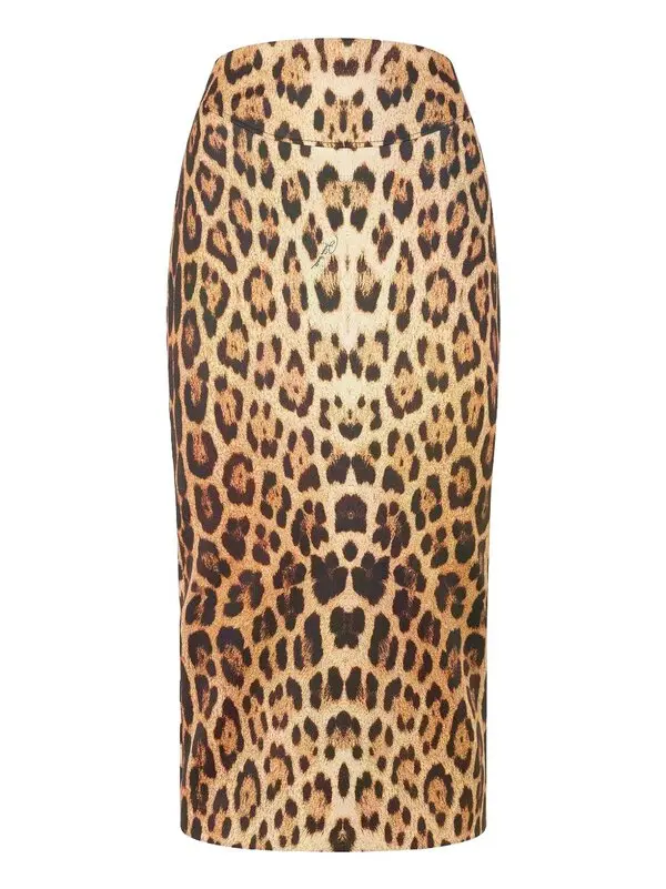 Roberto Cavalli Jaguar-print Pencil Skirt - Brown