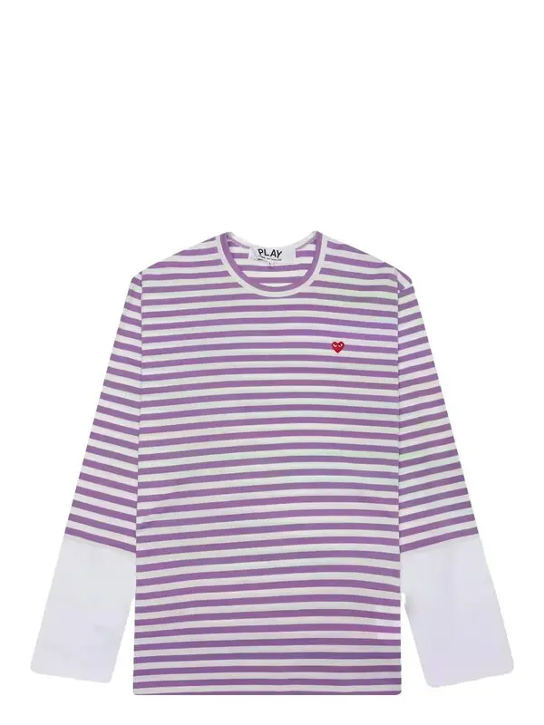 Play Comme Des Garcon Striped Heart-logo T-shirt - Purple