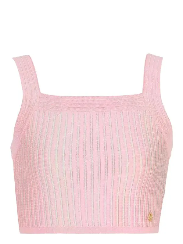 Balmain Ribbed Square-neck Top - Pink