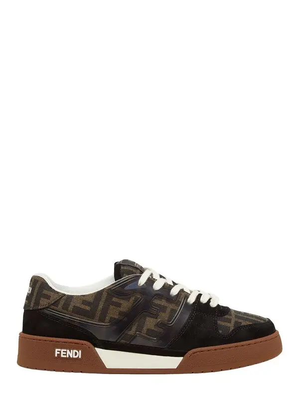 Fendi Match Lace-up Suede And Jacquard Ff Sneakers - Black