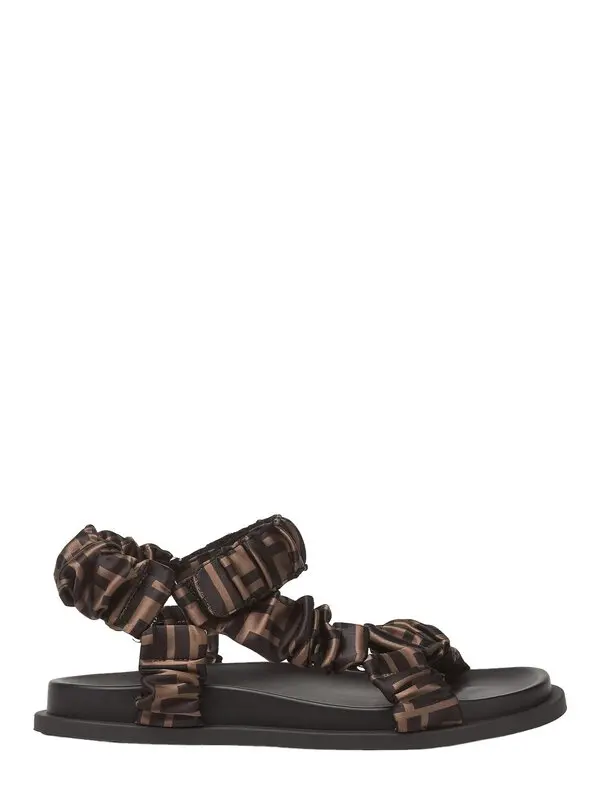 Fendi Flat Sandals With Ff Motif - Brown