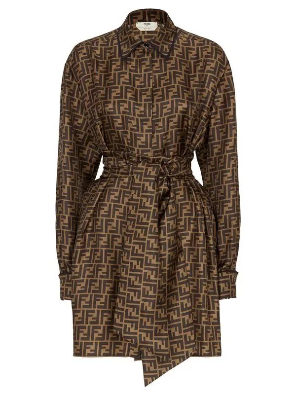 Fendi Ff Motif Twill Shirtdress - Brown