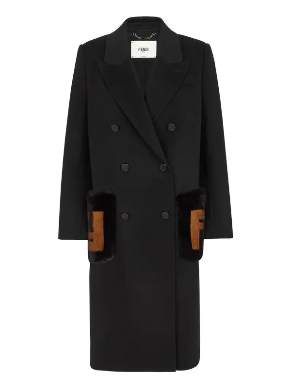Fendi Midi Wool Double Fabric Coat - Black