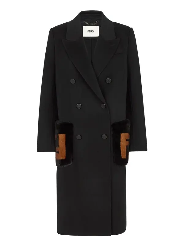 Fendi Midi Wool Double Fabric Coat - Black