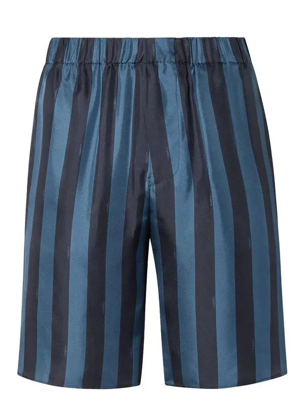 Fendi Striped Silk Bermuda Shorts - Blue