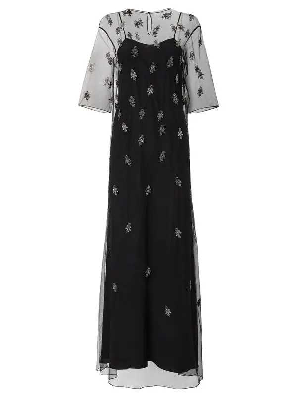 Fendi Long Tulle Dress - Black