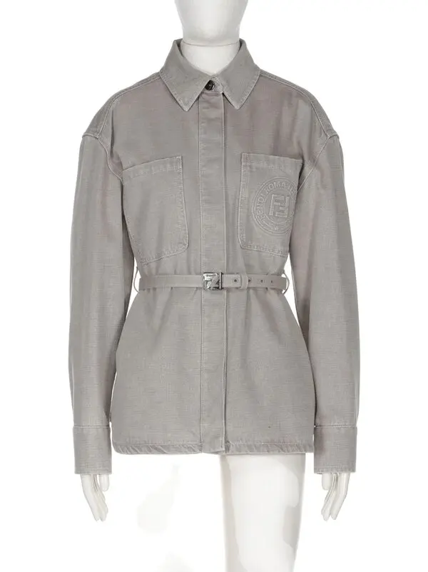 Fendi Single-breasted Denim Jacket - Grey