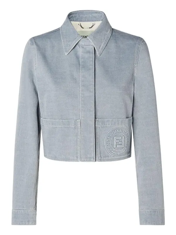 Fendi Denim Crop Jacket - Blue