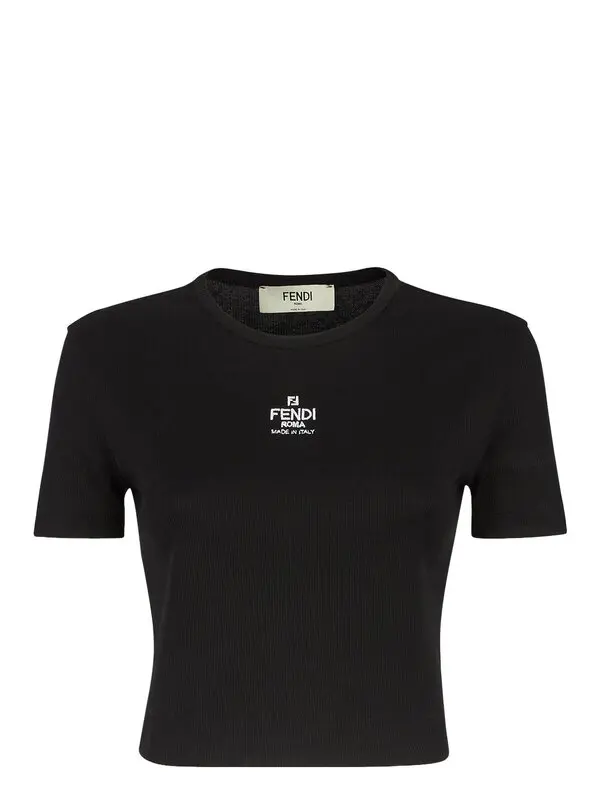 Fendi Ribbed Cotton Jersey Top - Black