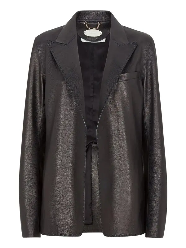 Fendi Hammered Leather Jacket - Black