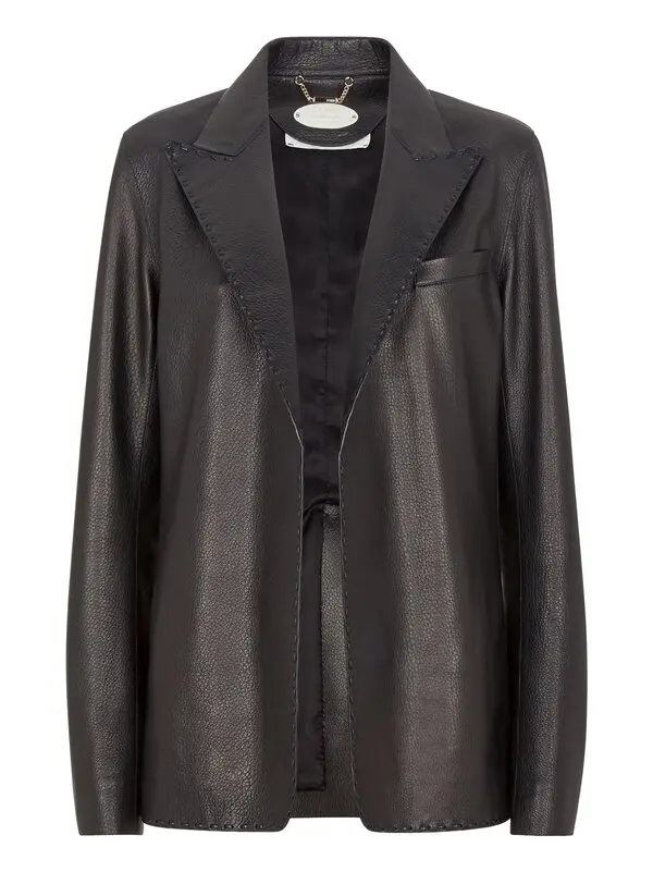 Fendi Hammered Leather Jacket - Black