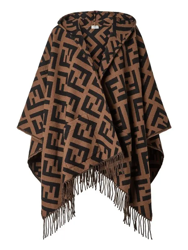 Fendi Ff Cashmere Poncho - Brown