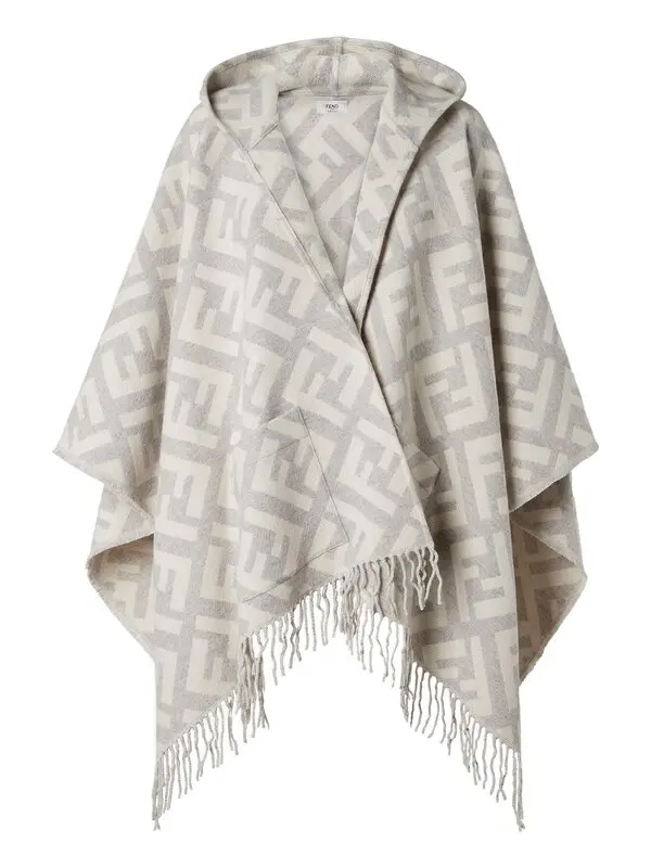 Fendi Ff Cashmere Poncho - Grey