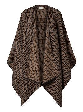 Fendi Wool And Silk Blend Poncho - Brown