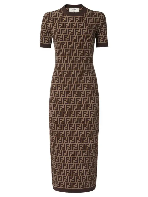 Fendi Fitted Midi Dress - Brown