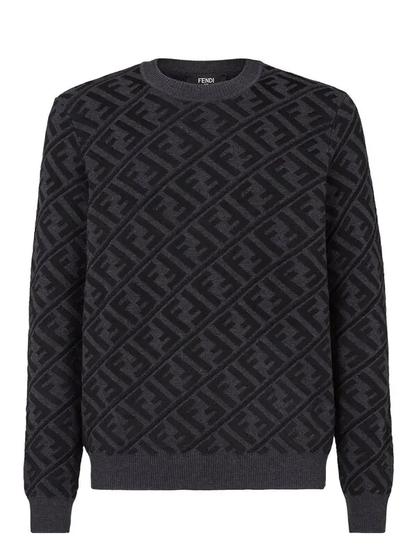 Fendi Jacquard Ff Motif Jumper - Black