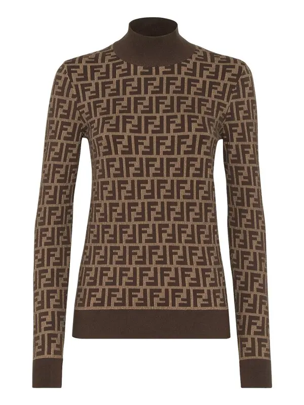 Fendi Jacquard Cotton Knit Jumper - Brown