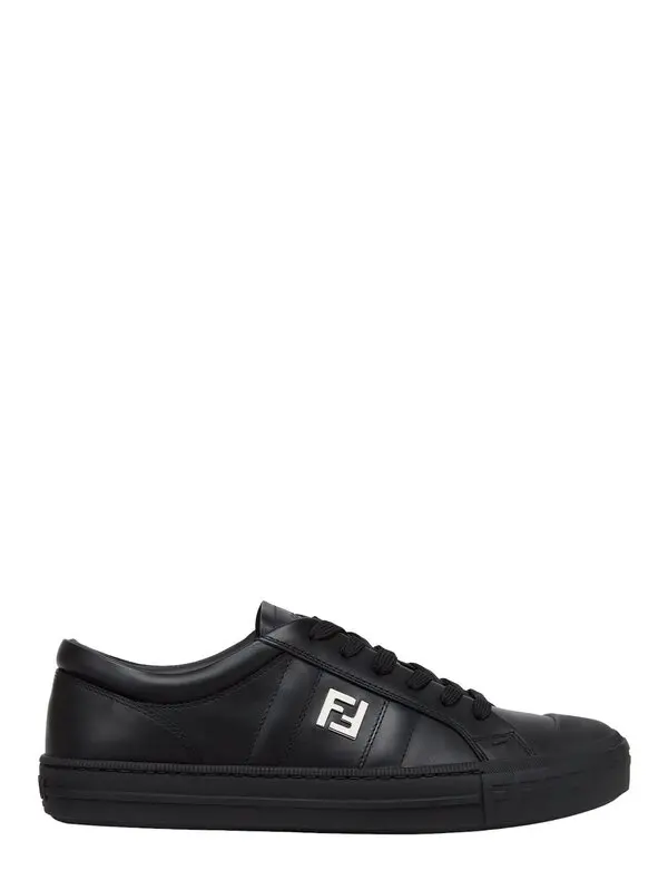 Fendi Domino Leather Low-top Sneakers - Black