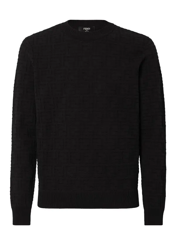 Fendi Regular-fit Pullover With Ff Selleria Stitching - Black