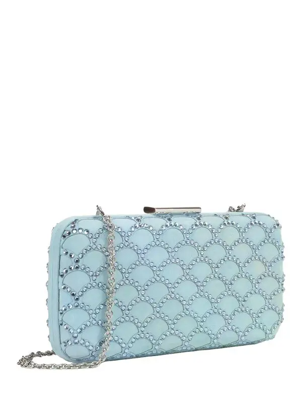 SERGIO ROSSI Mermaid Crystal-embellished Clutch Bag - Blue