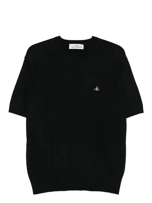 VIVIENNE WESTWOOD Logo-embroidered Short-sleeve Sweater - Black