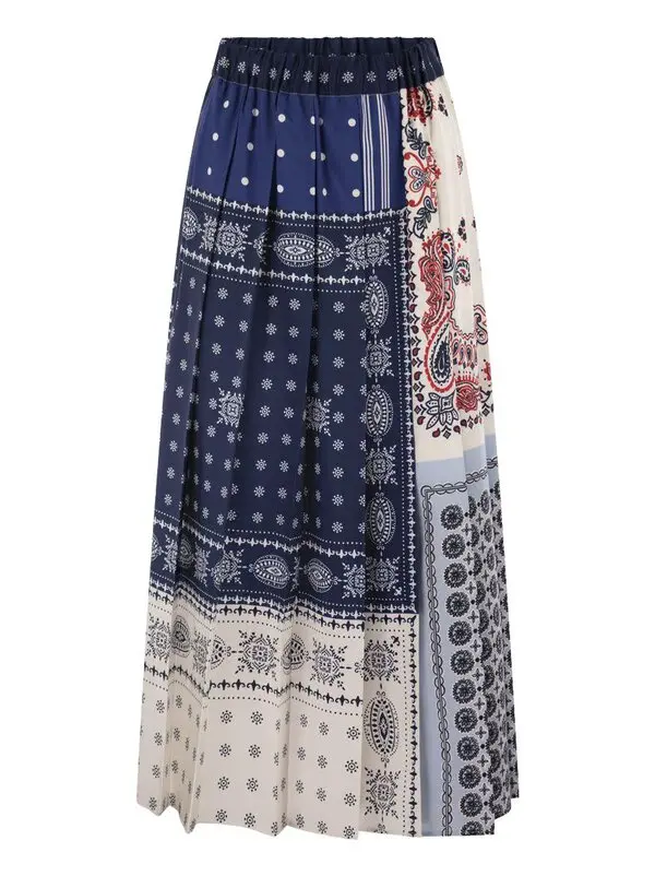 Max Mara Luna Printed Twill Skirt - Blue