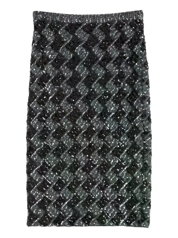 P.a.r.o.s.h Sequin-embellished Geometric Pattern Skirt - Grey
