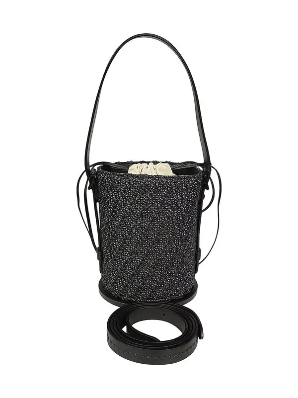 Max Mara Textured Drawstring Bucket Bag - Black