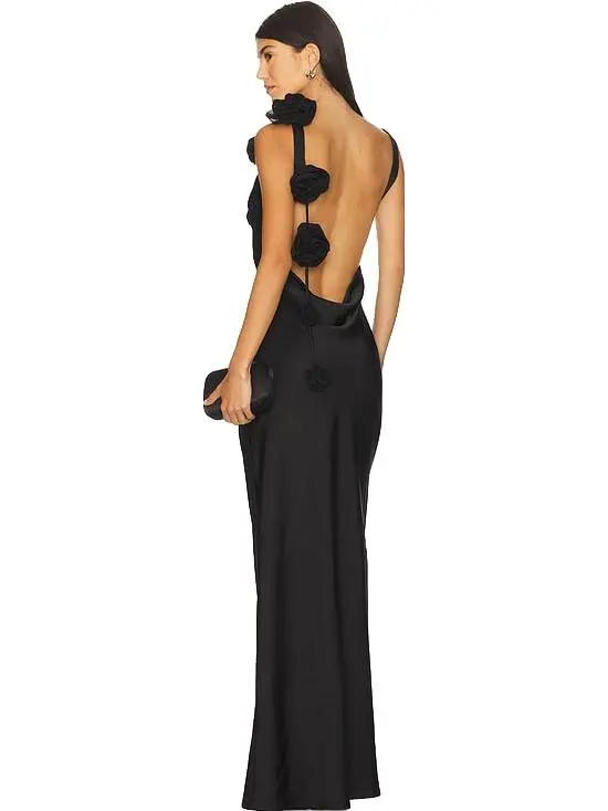 LOVERS AND FRIENDS Angela Gown With Rosettes - Black