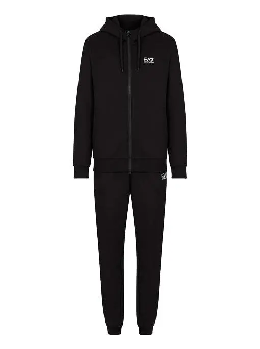 Emporio Armani Ea7 Core Identity Cotton-blend Hooded Tracksuit - Black