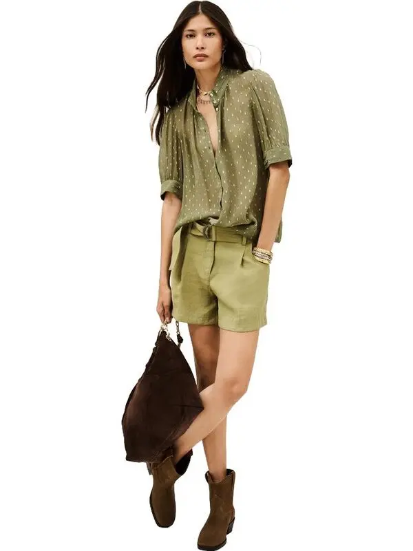 Ba&sh Mimi Dotted Swiss Shirt - Green