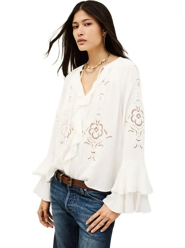 Ba&sh Omar Frilly Blouse - White