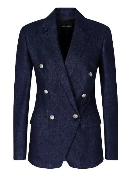 Giorgio Armani Denim Collection Double-breasted Jacket - Blue