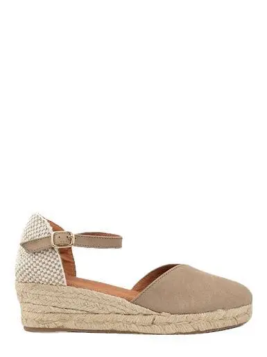 MENINA STEP Jimena Suede Wedges With Small Strap - Natural