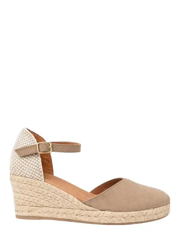 MENINA STEP Jimena Suede Wedges With Ankle Strap - Natural