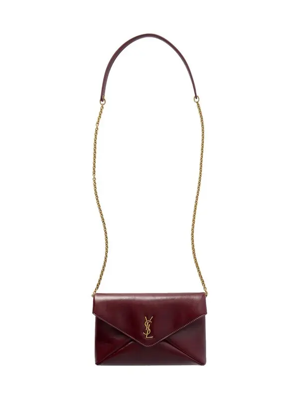 Saint Laurent Leather 'cassandre' Shoulder Bag - Burgundy