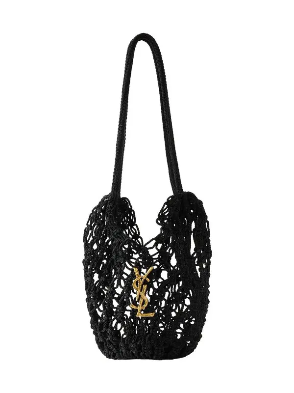 Saint Laurent Woven Cord Shoulder Bag - Black