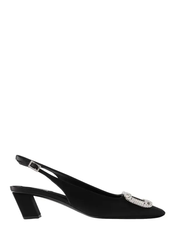 ROGER VIVIER Belle Vivier Pilgrim 45 Crystal-embellished Slingback Pumps - Black