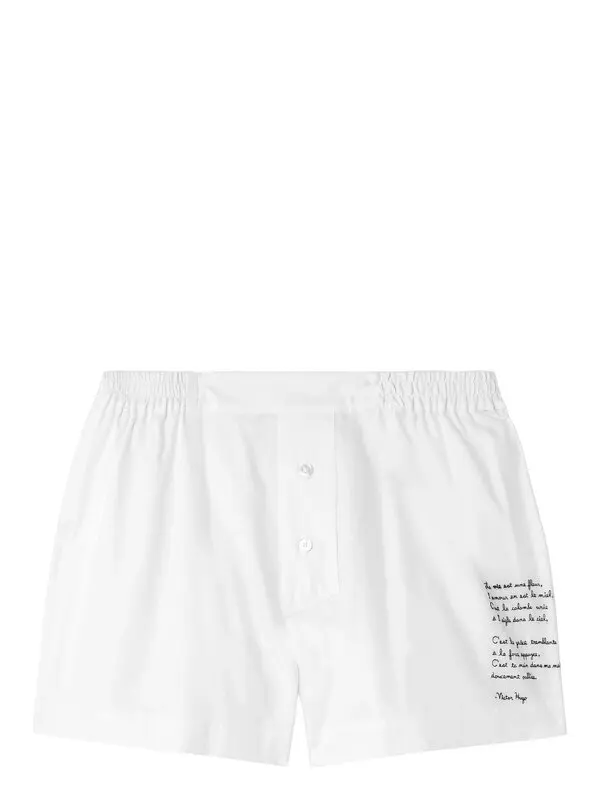 Kiki De Montparnasse Poem Embroidered Cotton Oxford Shorts - White