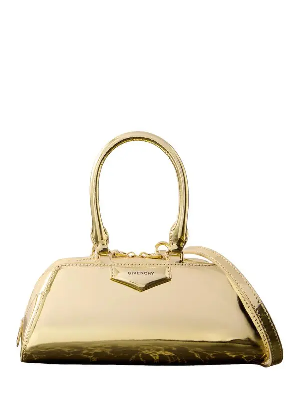 Givenchy Antigona East-west Mini Mirrored-leather Tote - Gold