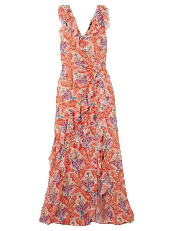 Etro Printed Crepe De Chine Maxi Dress - Red