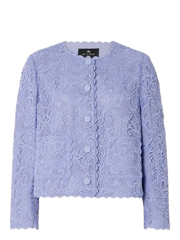 Etro Scalloped Corded Lace Jacket - Blue