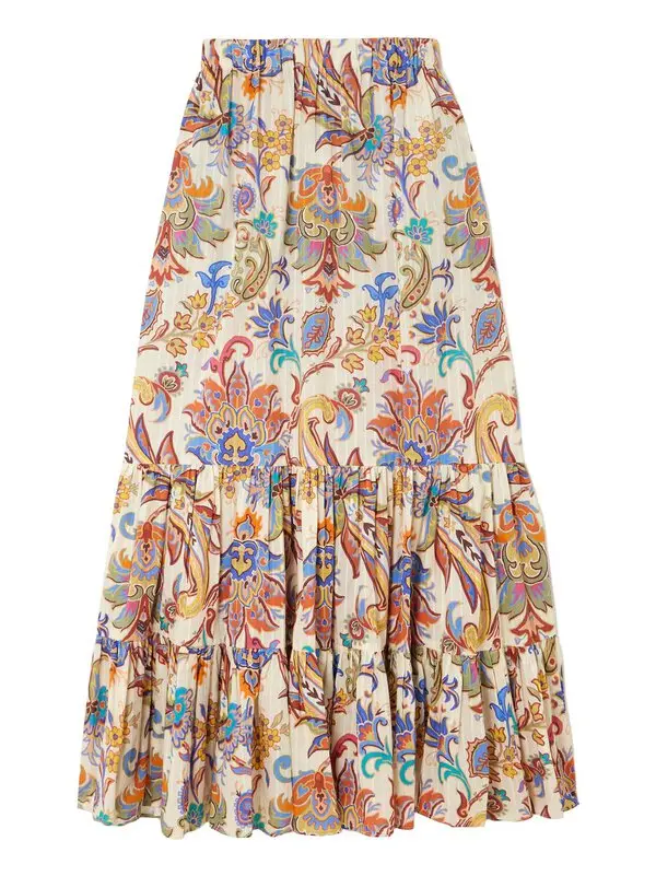 Etro Printed Cotton Maxi Skirt - Cream
