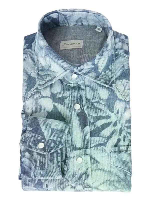 SARTORIO NAPOLI Floral Denim Shirt - Blue