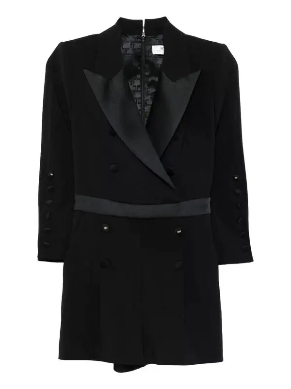 Elisabetta Franchi Double-breasted Jumpsuit With Peak Lapels - Black