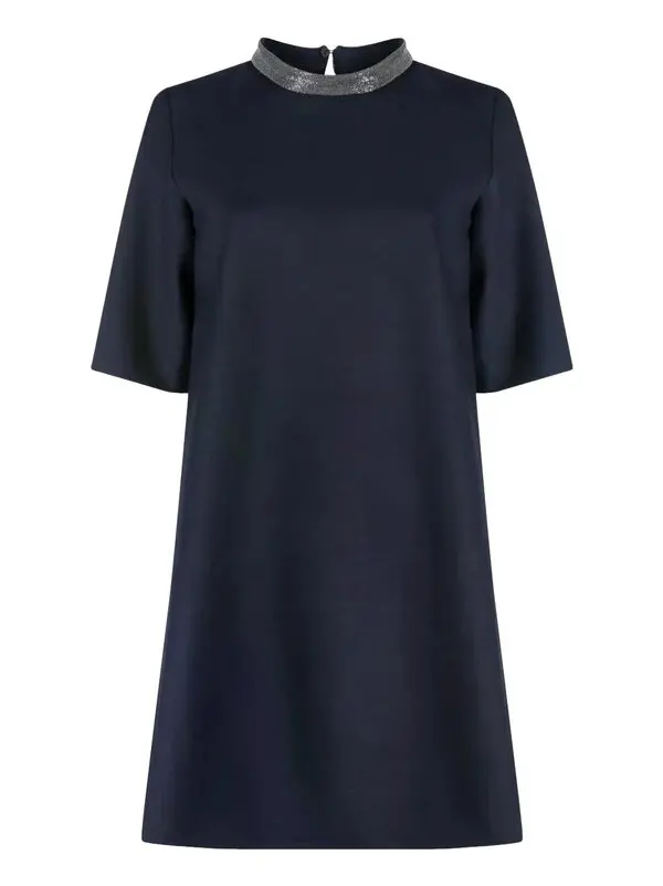 Fabiana Filippi Beaded Round-neck Minidress - Blue