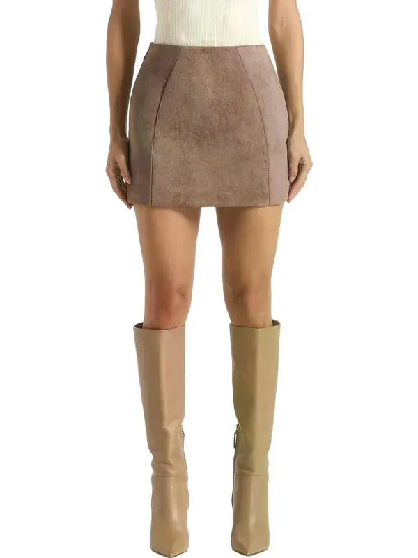 Manière De Voir Maniere De Voir Cleo A-line Suede Mini Skirt - Brown