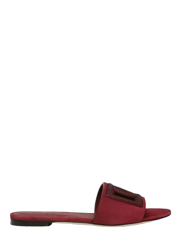 Dolce & Gabbana Crystal-embellished Flat Sandals - Red