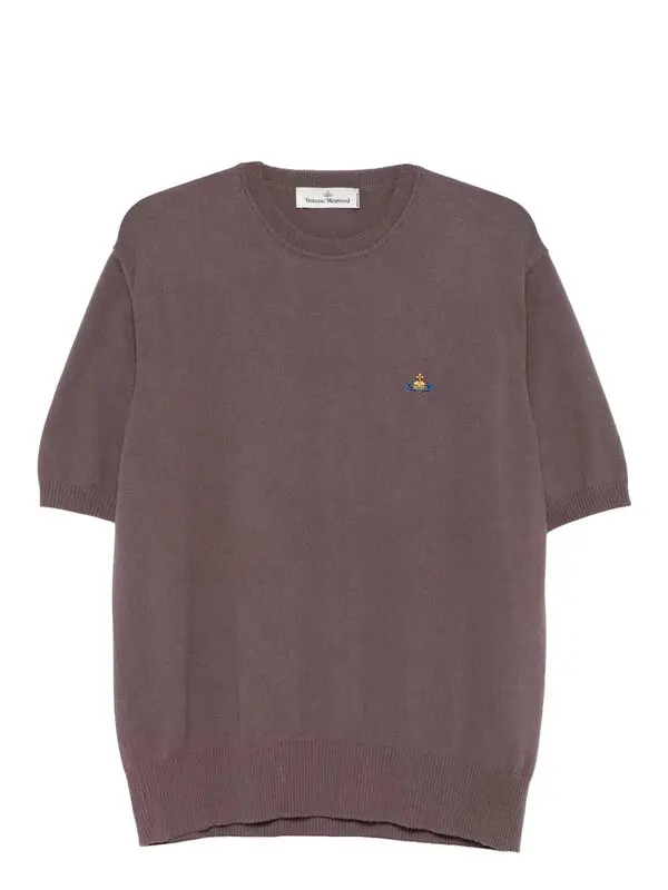VIVIENNE WESTWOOD Logo-embroidered Short-sleeve Sweater - Brown